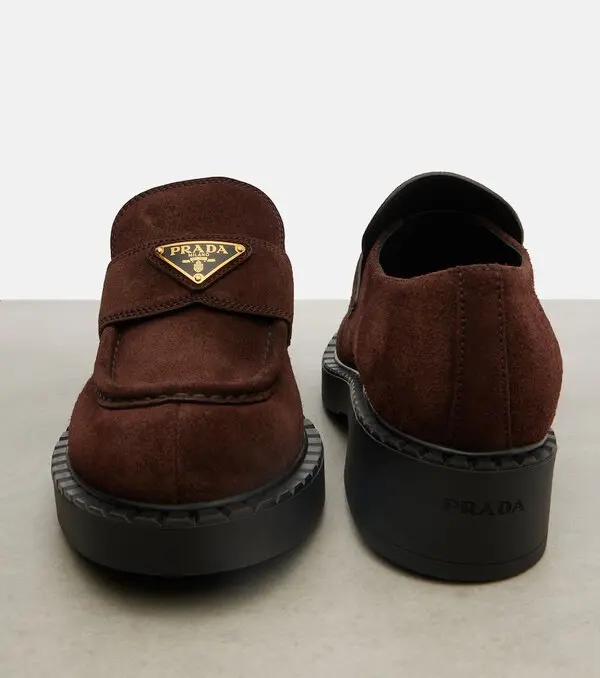 Prada Chocolate Suede Loafers - Brown