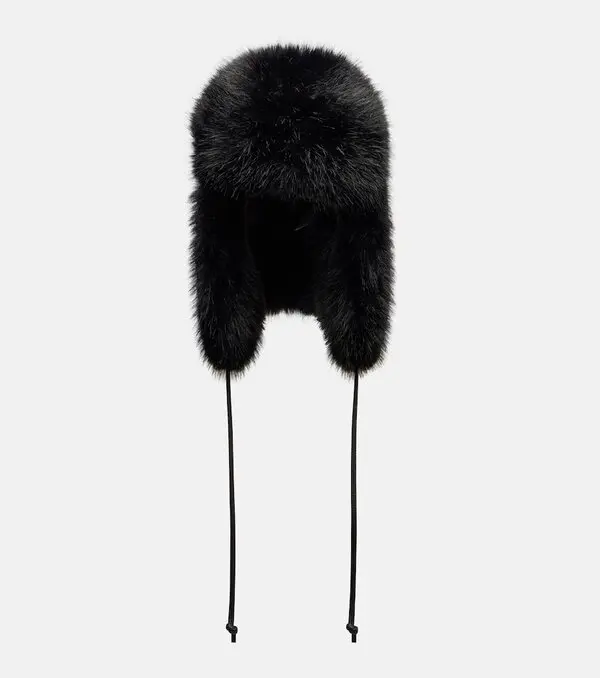 Perfect Moment Faux Fur Trapper Hat - Black