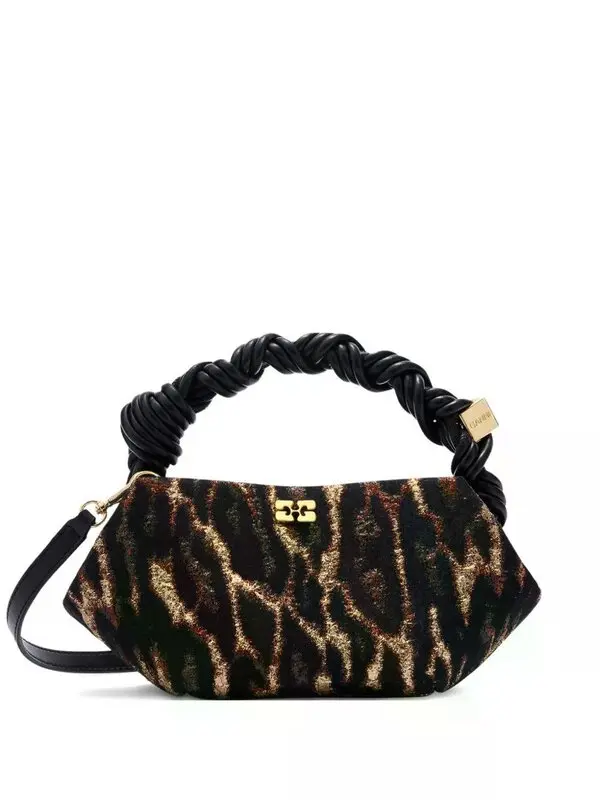 GANNI Animal-print Top Handle Bag - Black