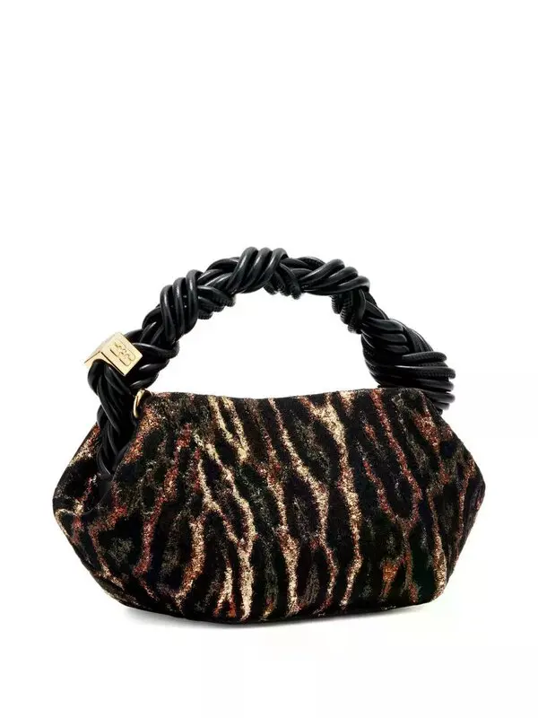 GANNI Animal-print Top Handle Bag - Black