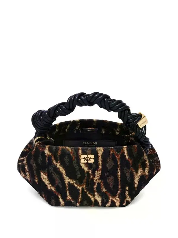 GANNI Animal-print Top Handle Bag - Black