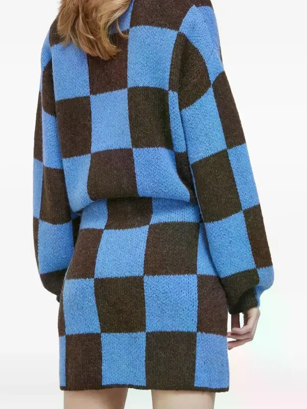 Stine Goya Checkerboard Mini Skirt With Button Detail - Blue