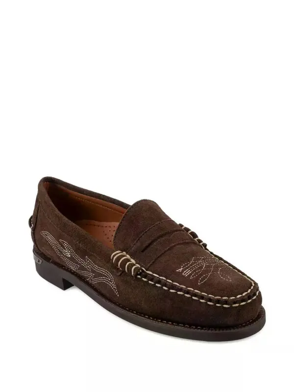 SEBAGO Dan Dallas Embroidered Penny Loafers - Brown