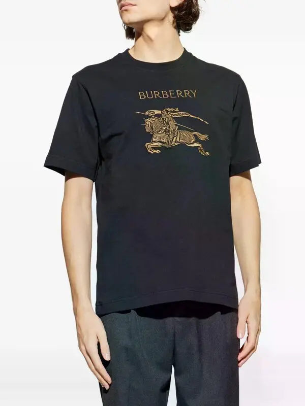 Burberry Logo-Embroidered T-Shirt - Black - 40% Off | Editorialist