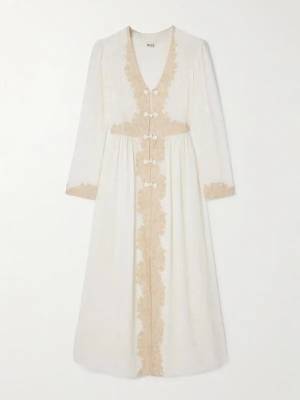 BODE Trousseau Lace-trimmed Silk-jacquard Maxi Dress