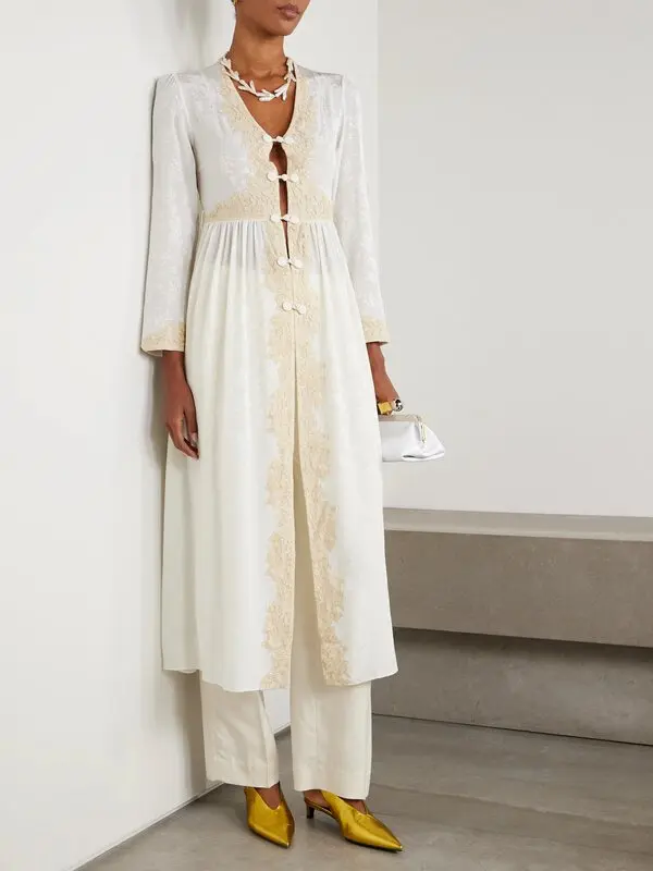 BODE Trousseau Lace-trimmed Silk-jacquard Maxi Dress