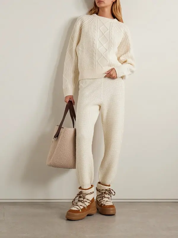 Perfect Moment Crystal Cable-knit Wool Tapered Pants