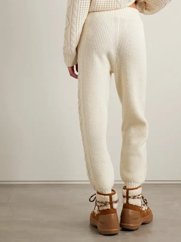 Perfect Moment Crystal Cable-knit Wool Tapered Pants