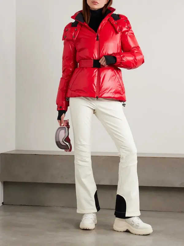Perfect Moment Candice Hooded Belted Down Ski Jacket - Red
