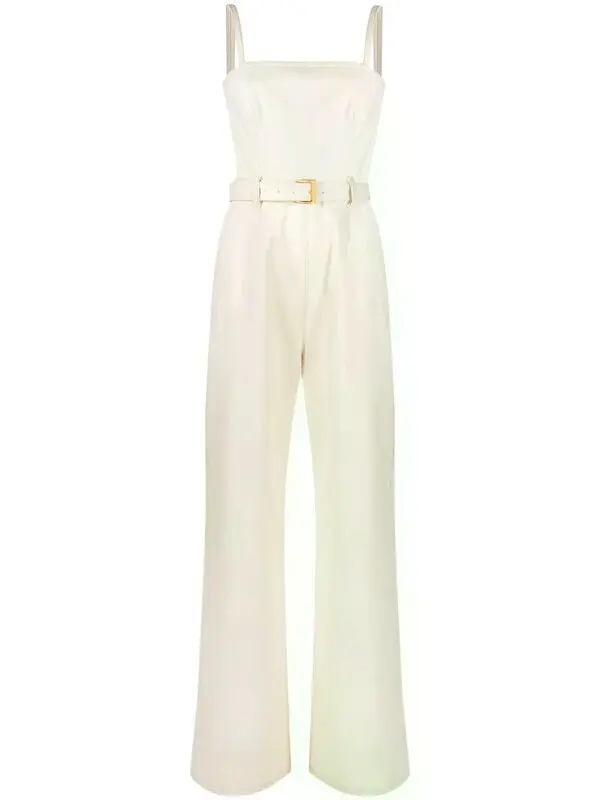 Prada Belted-waist Sleeveless Jumpsuit - Neutrals
