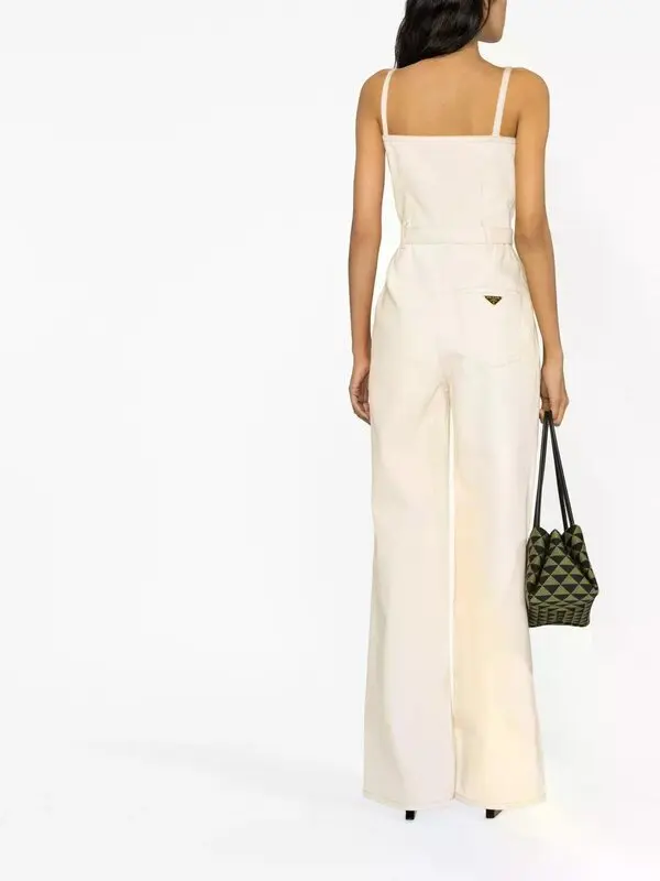 Prada Belted-waist Sleeveless Jumpsuit