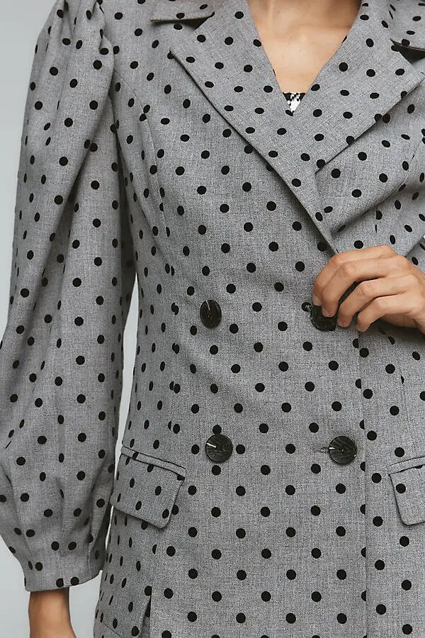 Avec Les Filles Puff-sleeve Polka Dot Blazer Jacket