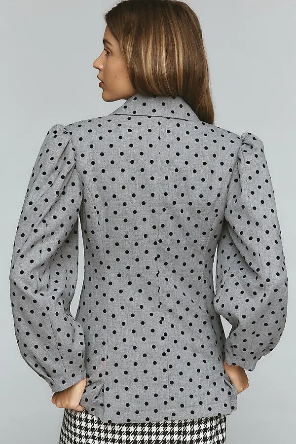 Avec Les Filles Puff-sleeve Polka Dot Blazer Jacket