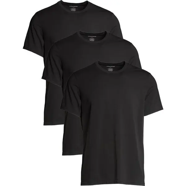 SINGLE STITCH Cotton Modal Crew Neck T-shirt 3-pack - Black