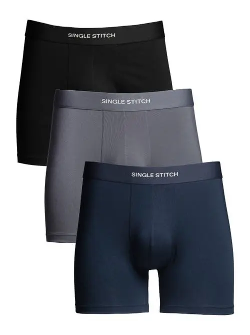 SINGLE STITCH Modal Boxer Brief 3-pack - Black Gray Navy
