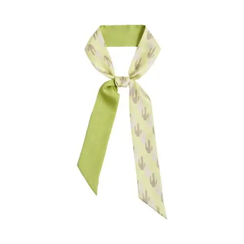 LOST PATTERN X Nybg "oasis Charms" Silk Skinny Scarf - Green