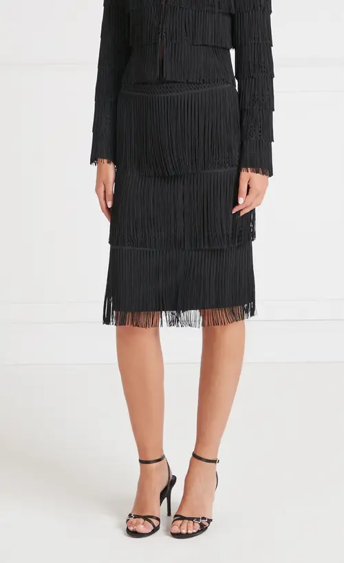 TEMPERLEY LONDON Fringe Skirt - Black