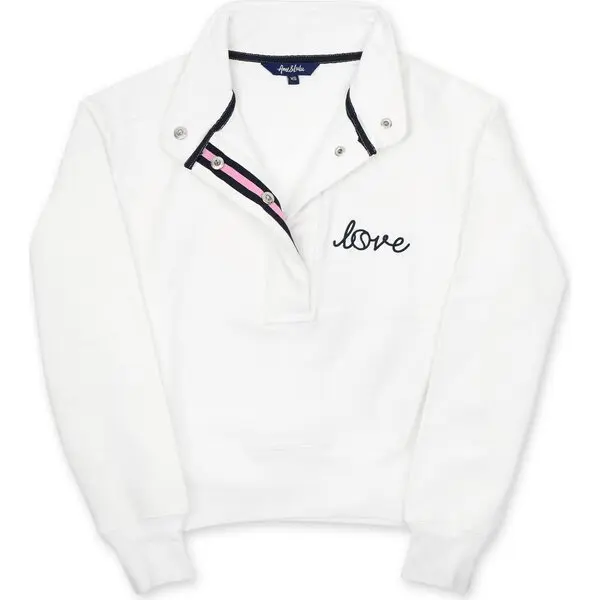 AME & LULU Warm Up Pullover - White Love Stitched