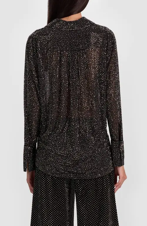 Alice + Olivia Crystal Detail Button-up Shirt