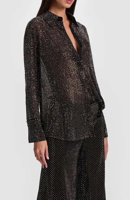 Alice + Olivia Crystal Detail Button-up Shirt