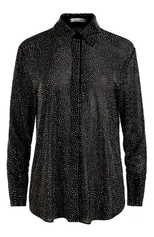 Alice + Olivia Crystal Detail Button-up Shirt