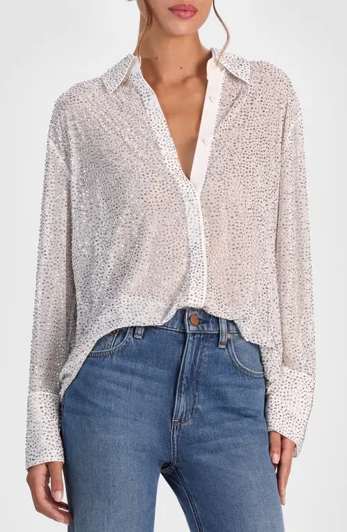Alice + Olivia Crystal Detail Button-up Shirt