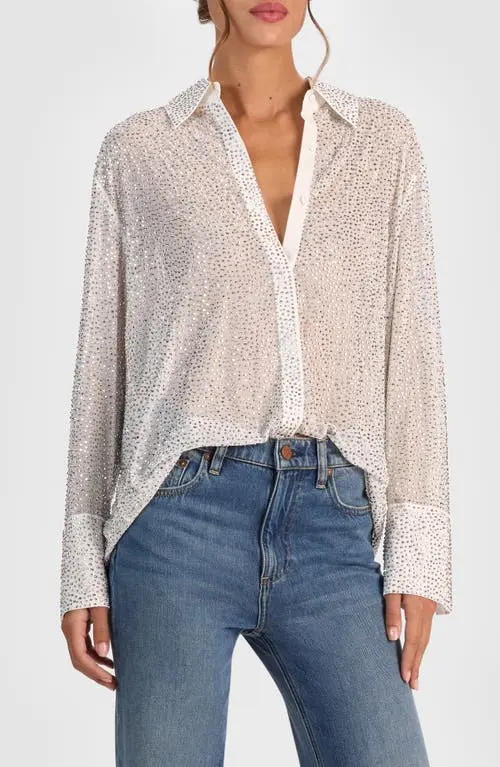Alice + Olivia Crystal Detail Button-up Shirt