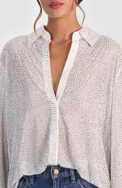 Alice + Olivia Crystal Detail Button-up Shirt