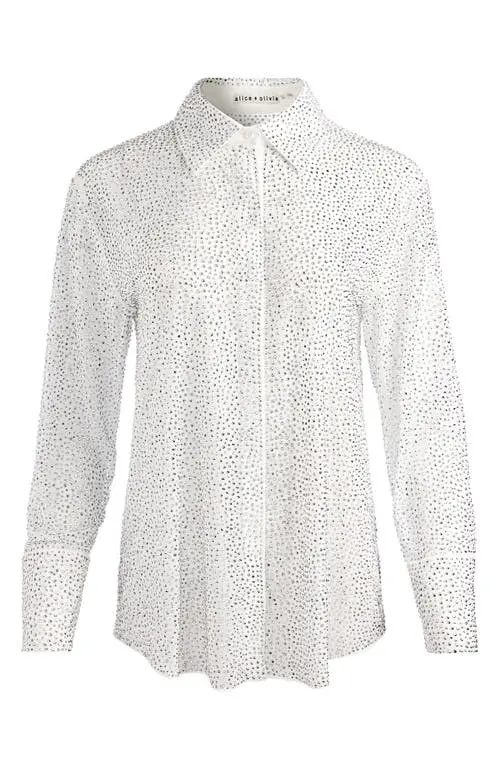 Alice + Olivia Crystal Detail Button-up Shirt