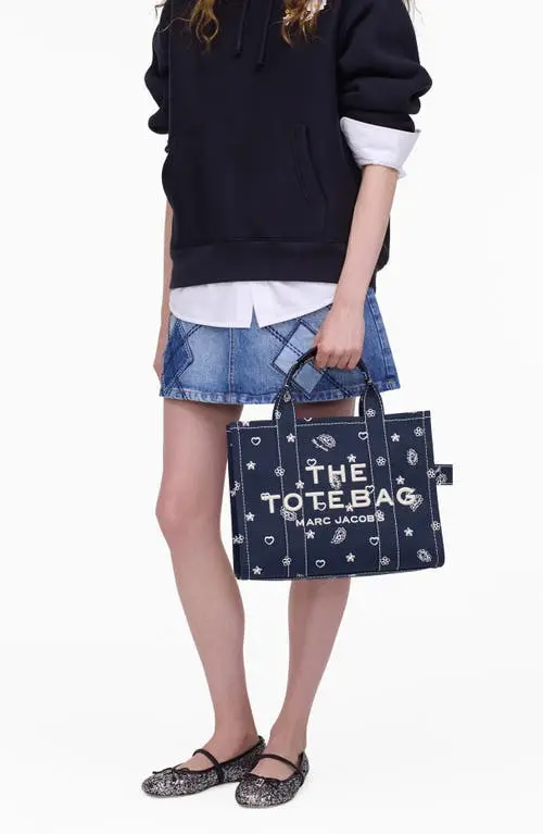 Marc Jacobs The Bandana Printed Medium Canvas Tote - Navy Multi