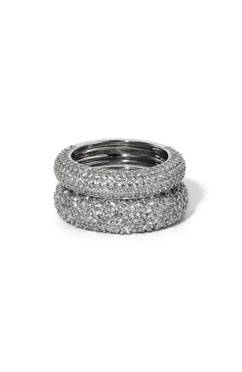 Nadri Set Of 2 Stacked Rings - Rhodium