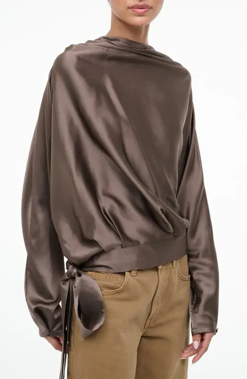 Staud Phoebe Dolman Sleeve Silk Top - Truffle