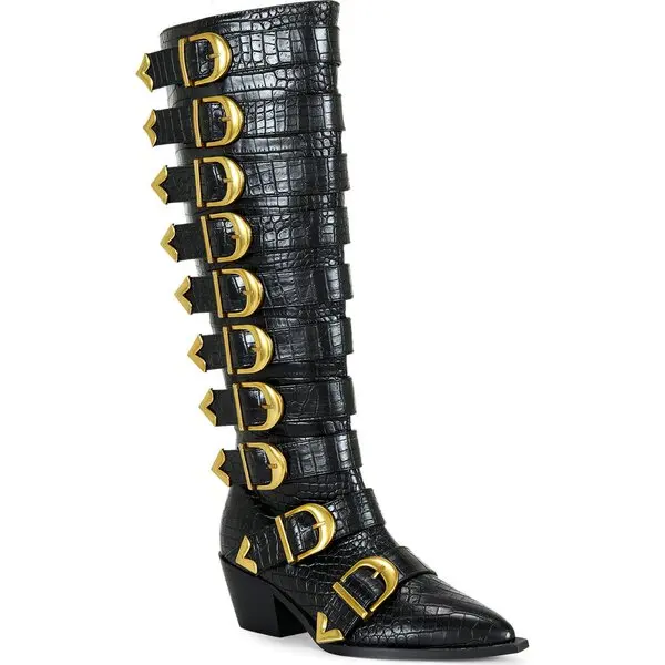 AZALEA WANG Graziana Buckle Knee High Boots