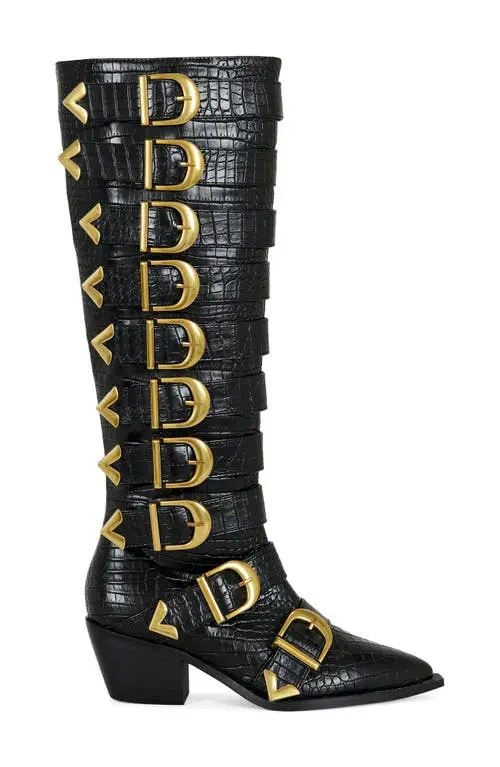 AZALEA WANG Graziana Buckle Knee High Boots
