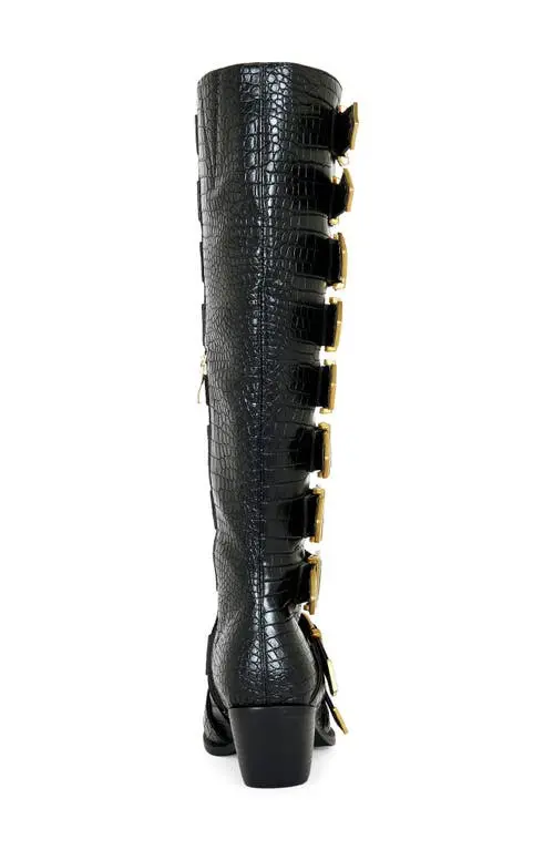 AZALEA WANG Graziana Buckle Knee High Boots