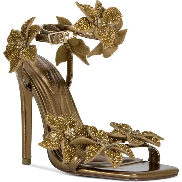 AZALEA WANG Romi Floral Stiletto Sandals - Bronze