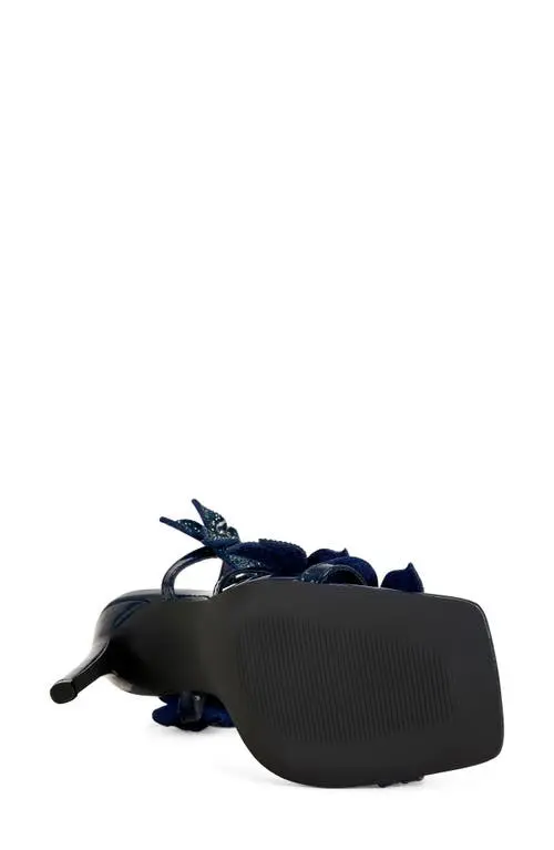 AZALEA WANG Romi Floral Stiletto Sandals - Navy