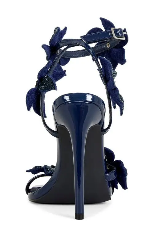 AZALEA WANG Romi Floral Stiletto Sandals - Navy