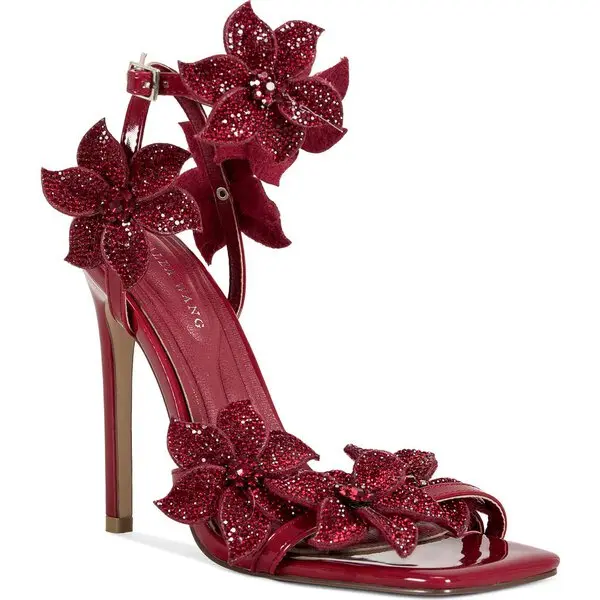 AZALEA WANG Romi Floral Stiletto Sandals - Red