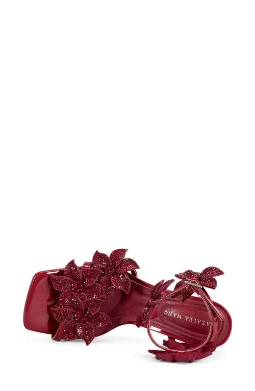 AZALEA WANG Romi Floral Stiletto Sandals - Red
