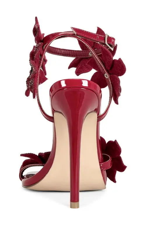 AZALEA WANG Romi Floral Stiletto Sandals - Red