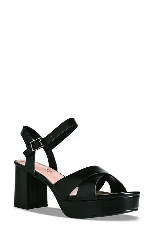 TOUCH UPS Ankle Strap Platform Sandal - Black