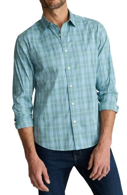 UNTUCKIT Lancaster Plaid Performance Button-up Shirt - Green Blue