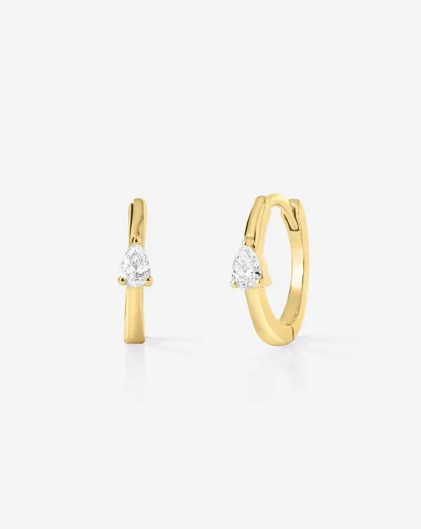 Ring Concierge Mini Pear Diamond Huggie Earrings - One-color