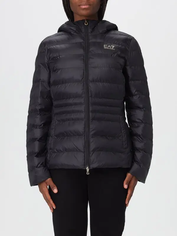 EA7 Quilted Hooded Jacket - Black