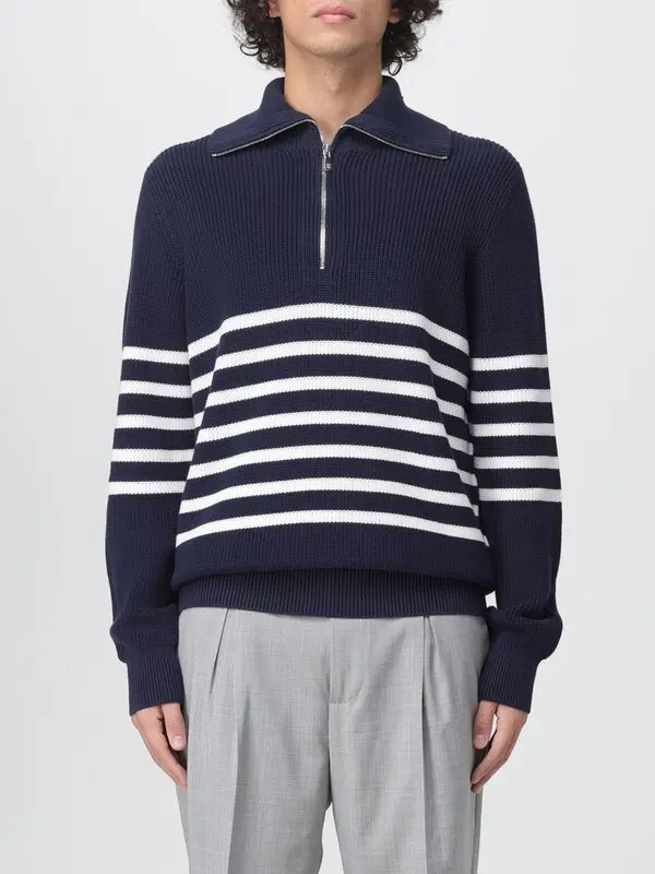 Brunello Cucinelli Striped Quarter Zip Sweater