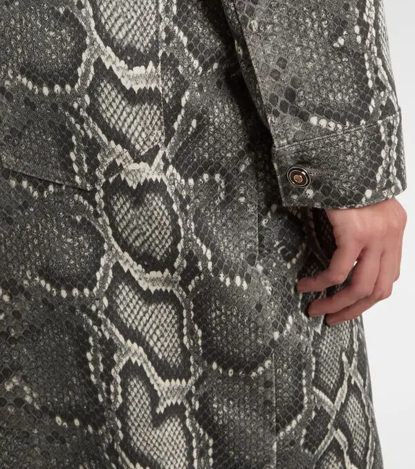 Gabriela Hearst Bronte Snake-print Cropped Denim Jacket - Grey