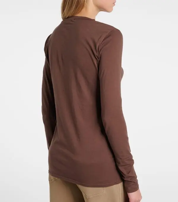NILI LOTAN Susana Cotton Jersey T-shirt - Brown
