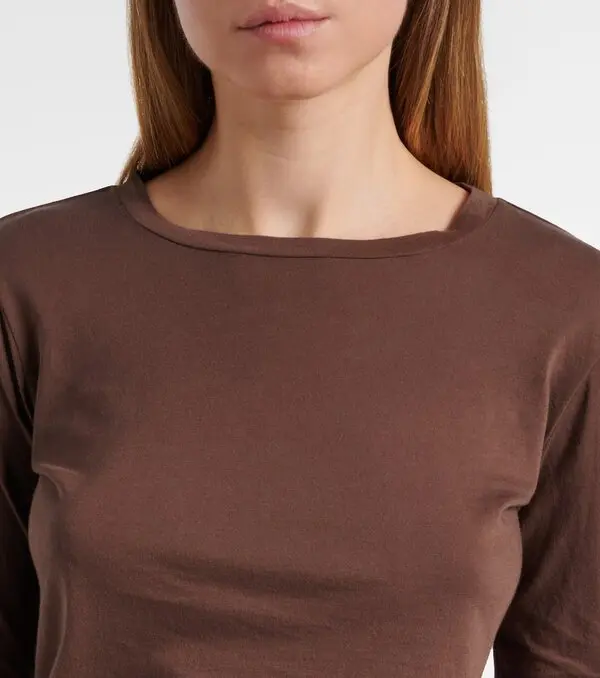 NILI LOTAN Susana Cotton Jersey T-shirt - Brown