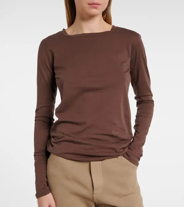 NILI LOTAN Susana Cotton Jersey T-shirt - Brown